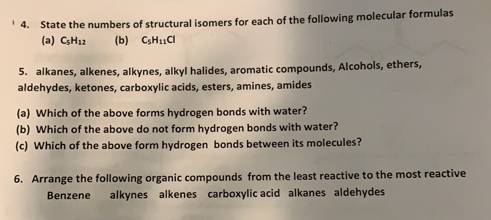 4. State the numbers of structural isomers | StudyX