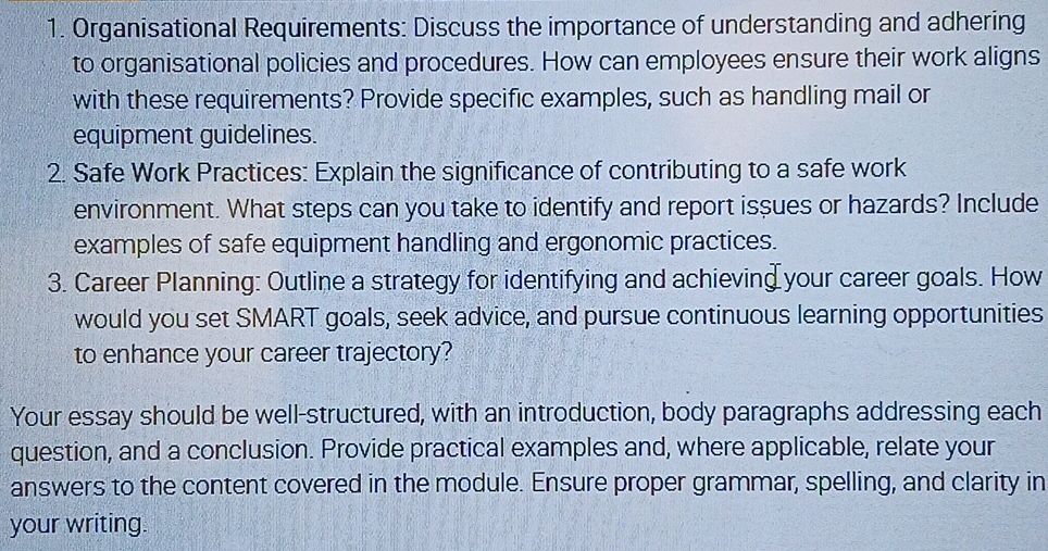 1. Organisational Requirements: Discuss the | StudyX