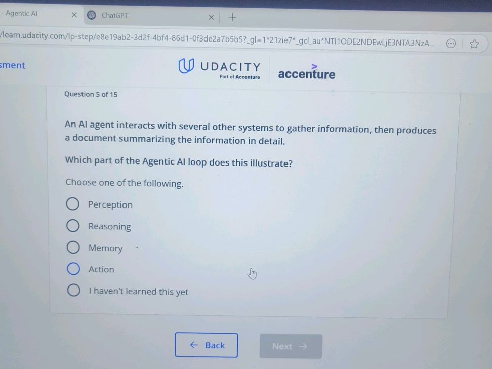 Question 5 of 15 An Al agent interacts with | StudyX