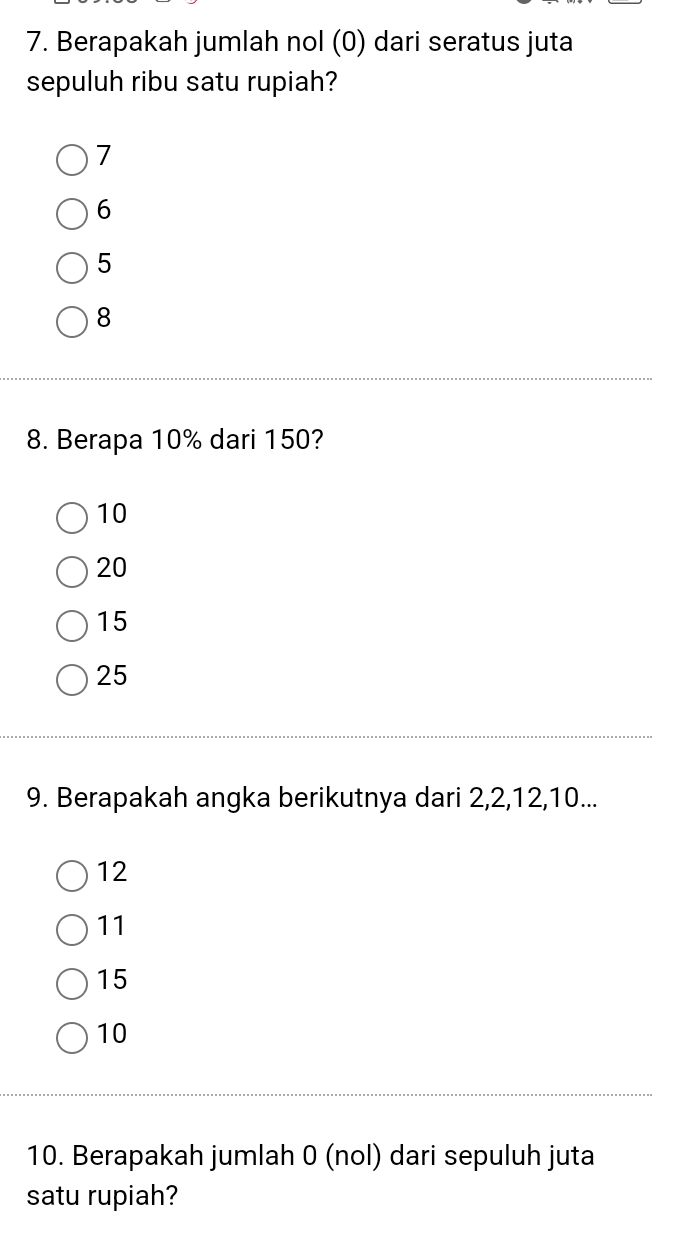 7. Berapakah jumlah nol (0) dari seratus | StudyX