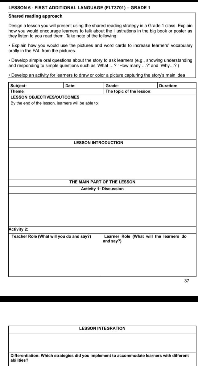 LESSON 6 - FIRST ADDITIONAL LANGUAGE | StudyX