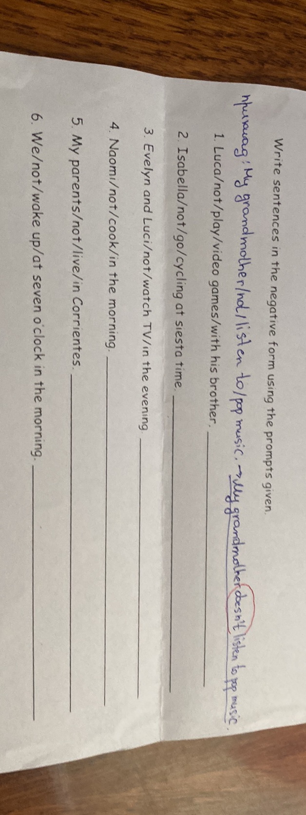 Write sentences in the negative form using | StudyX