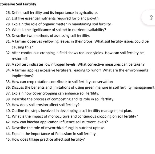 26. Define soil fertility and its importance | StudyX