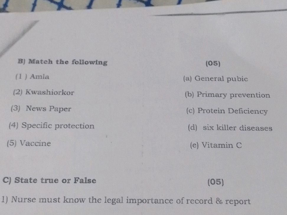 B) Match the following (1) Amla (2) | StudyX