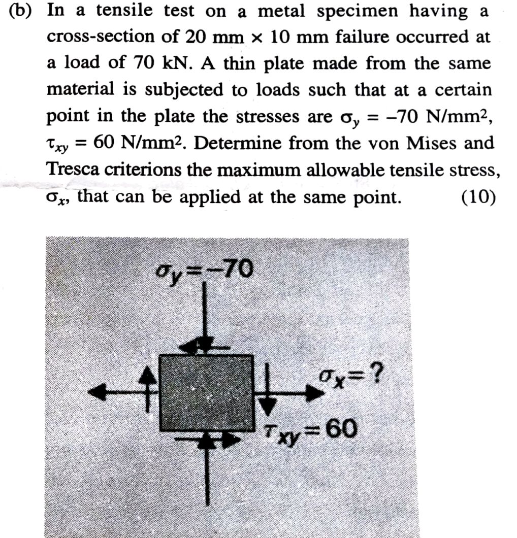 In a tensile test on a metal specimen having | StudyX