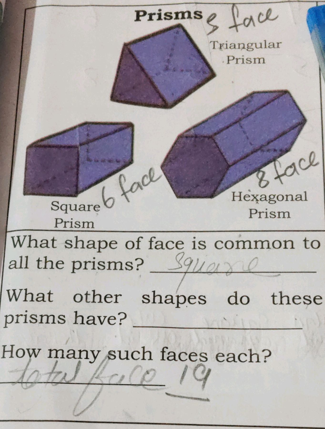 What shape of face is common to all the | StudyX