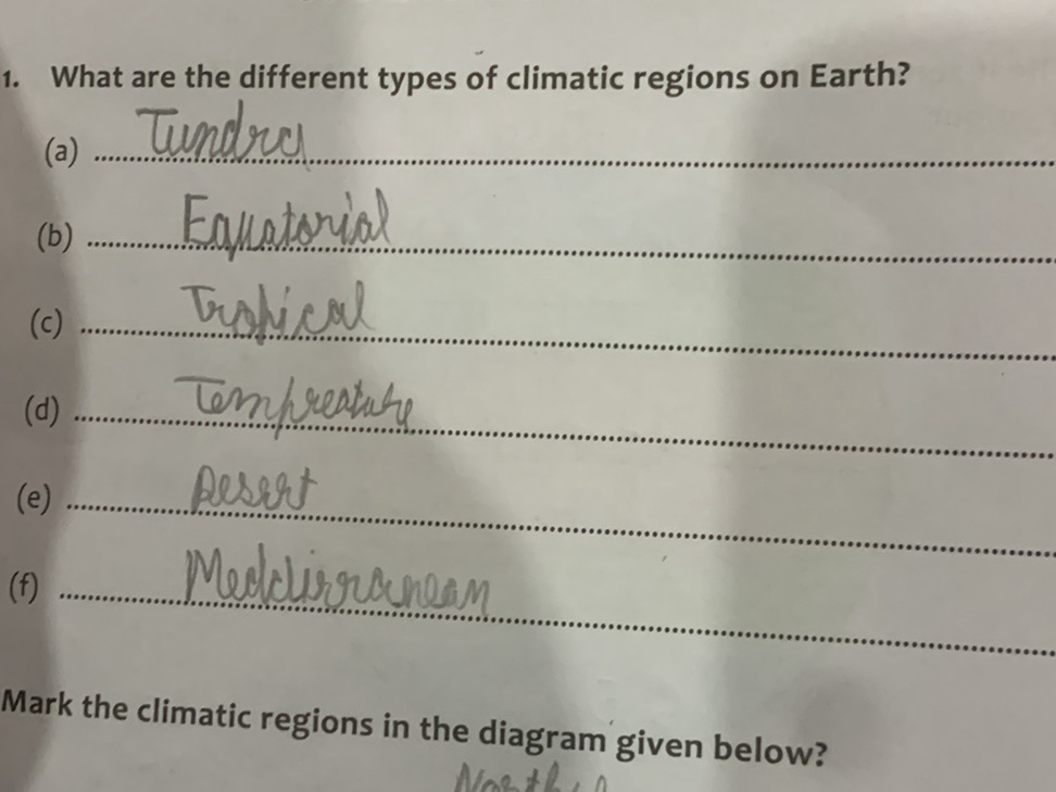 1. What are the different types of climatic | StudyX