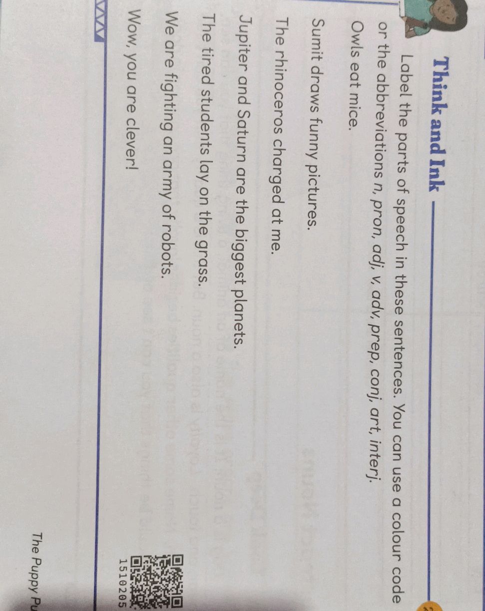 Label the parts of speech in these | StudyX
