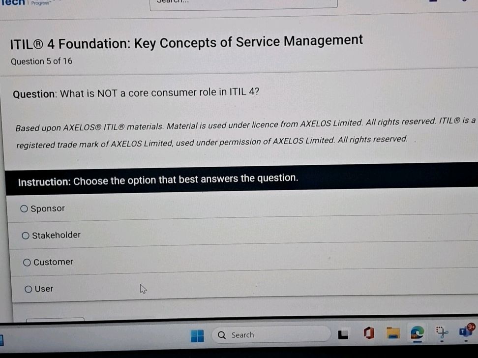 Question: What is NOT a core consumer role | StudyX