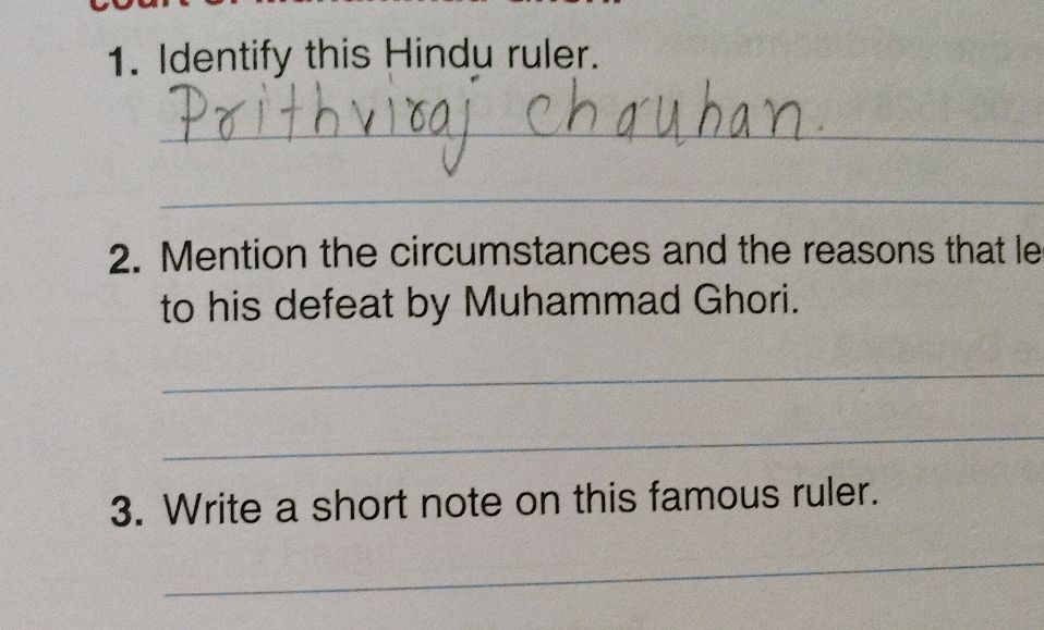 1. Identify this Hindu ruler. Prithviraj | StudyX