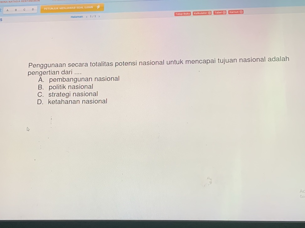 Penggunaan secara totalitas potensi nasional | StudyX