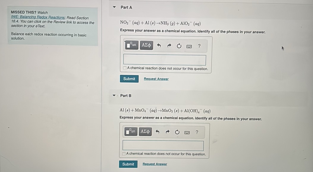 Balance each redox reaction occurring in | StudyX