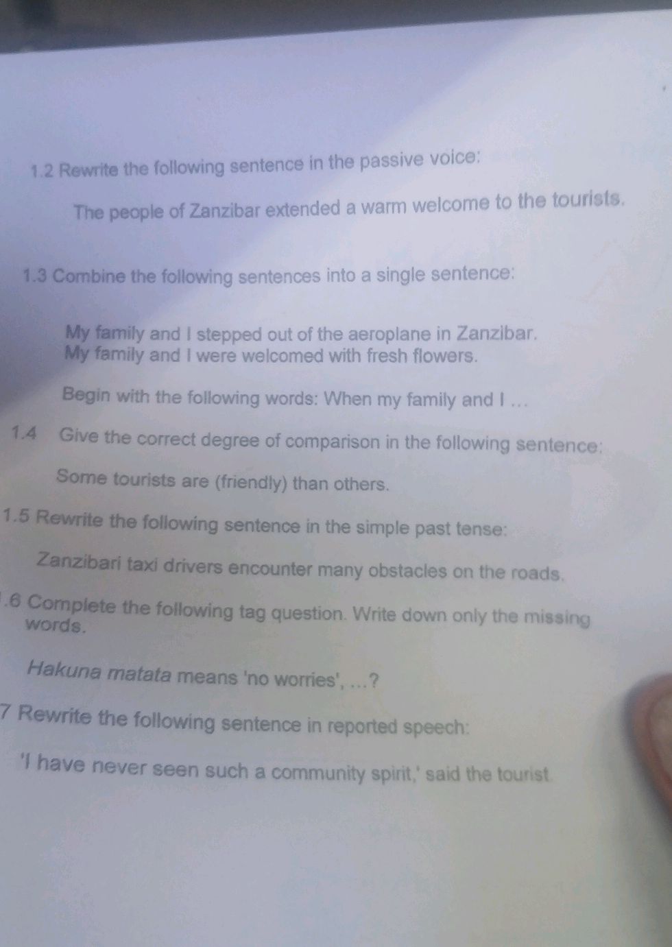 1.2 Rewrite the following sentence in the | StudyX