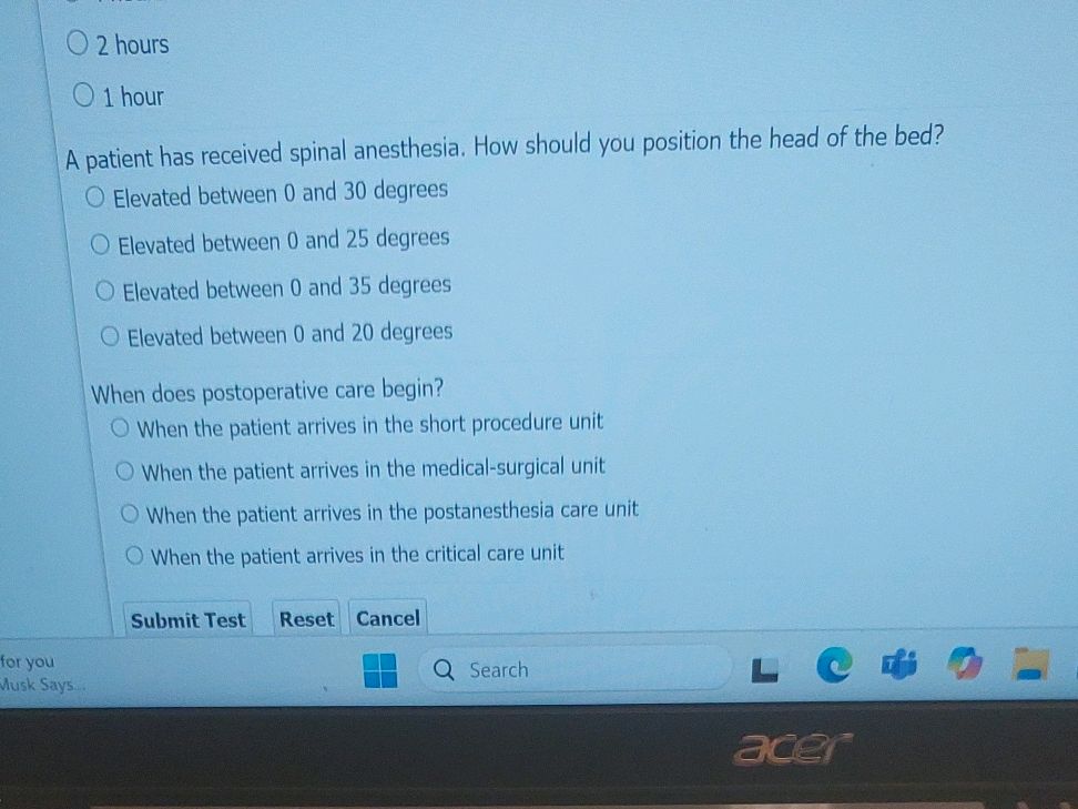 A patient has received spinal anesthesia. | StudyX