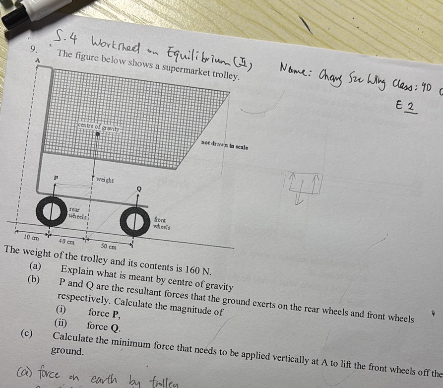 S.4 Worksheet on Equilibrium (I) The figure