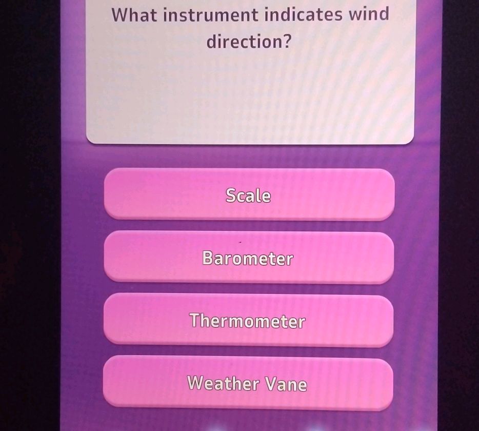 What instrument indicates wind direction? | StudyX