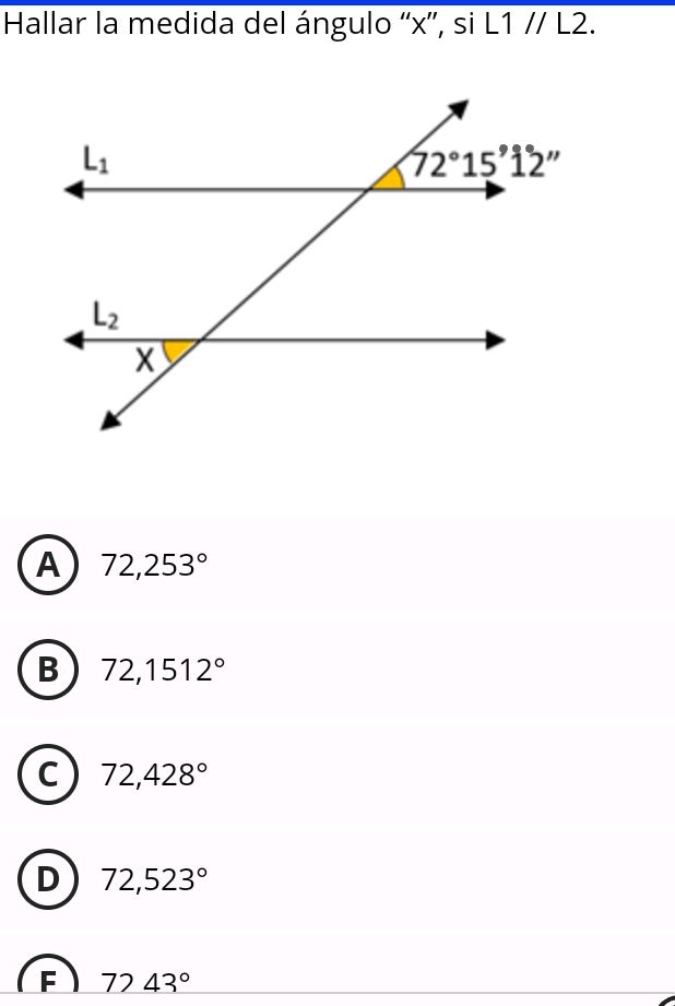 Hallar la medida del ángulo "x", si L1 // | StudyX