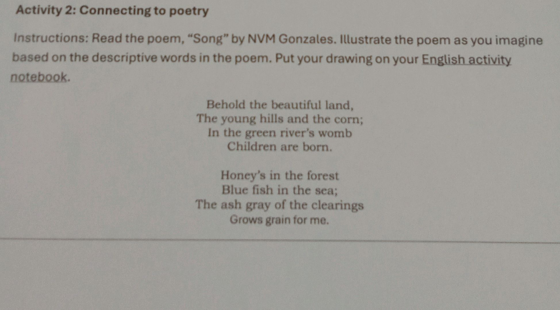 Activity 2: Connecting to poetry | StudyX