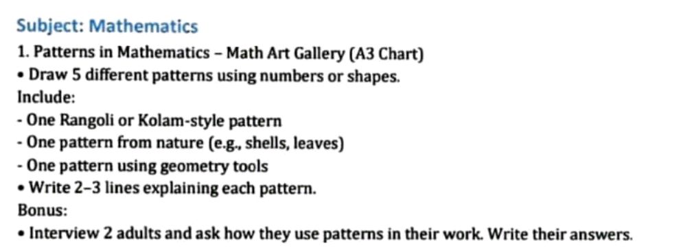 Subject: Mathematics 1. Patterns in | StudyX