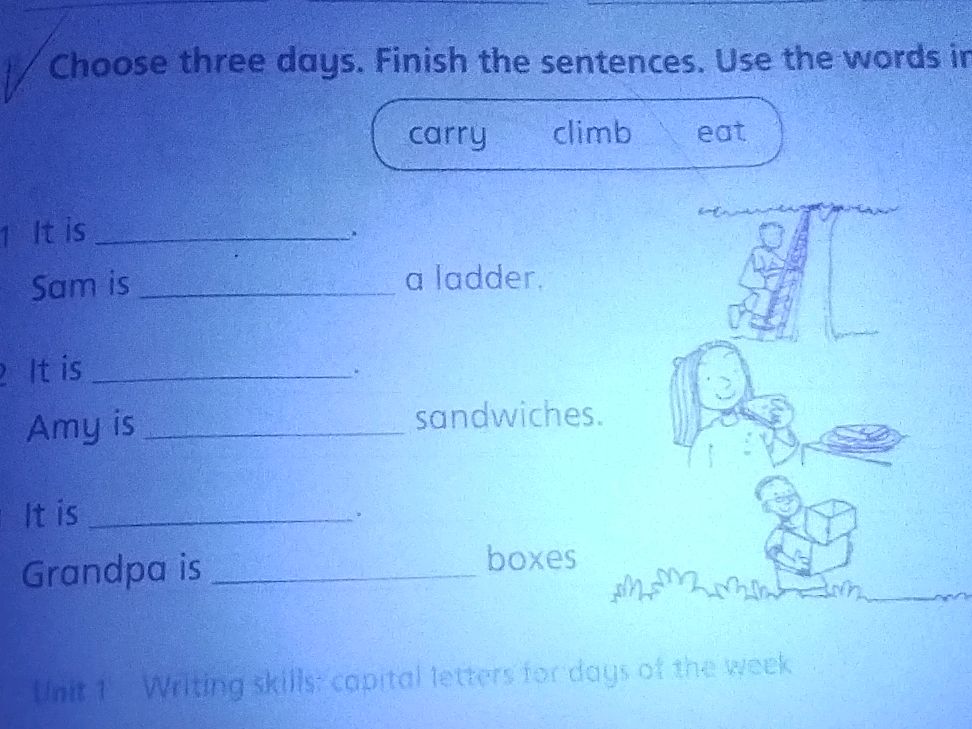 Choose three days. Finish the sentences. Use | StudyX