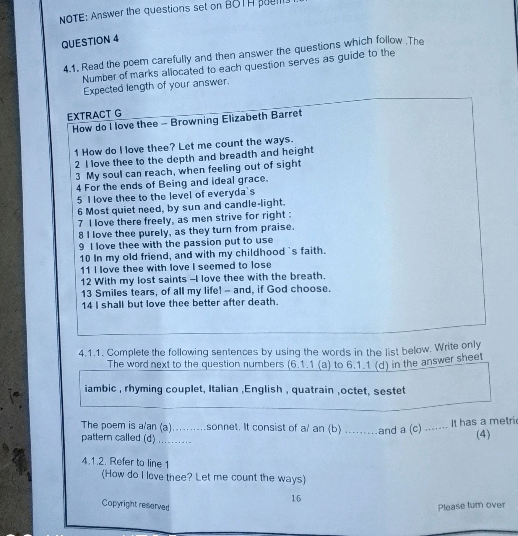 4. Read the poem carefully and then answer | StudyX