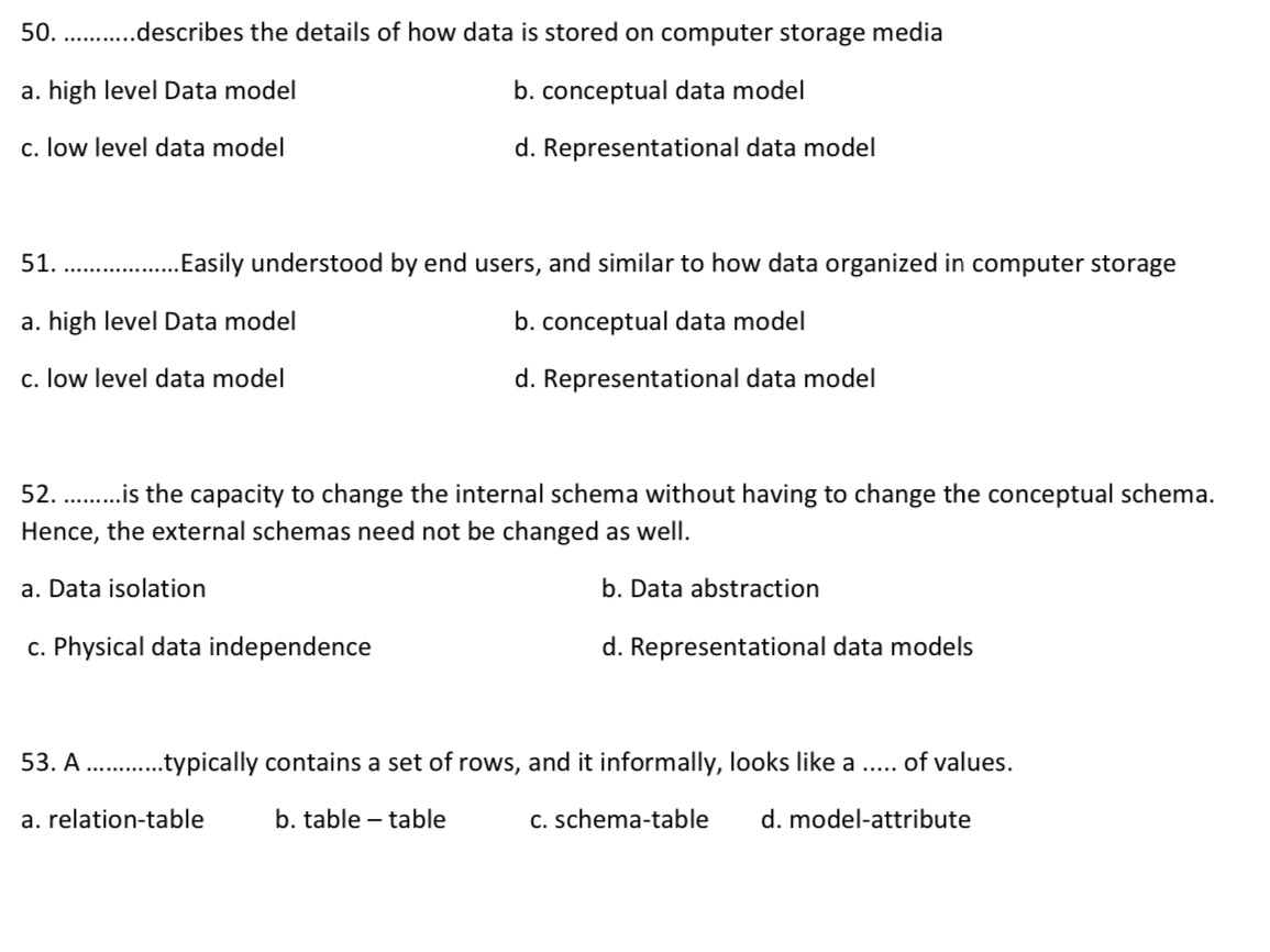 50. describes the details of how data is | StudyX