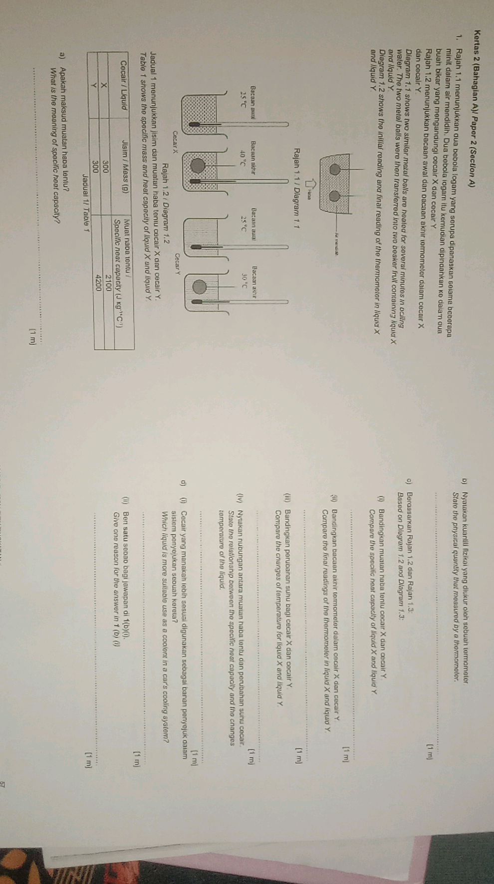 a) Apakah maksud muatan haba tentu? What is | StudyX