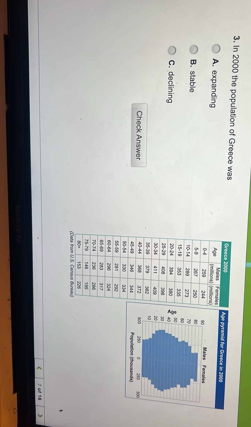 In 2000 the population of Greece was A.