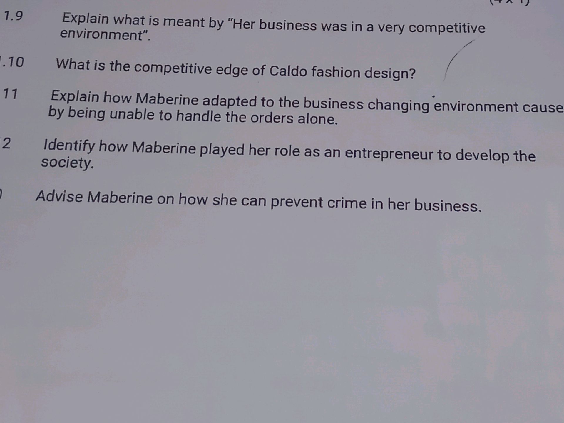 1. Explain what is meant by "Her business | StudyX