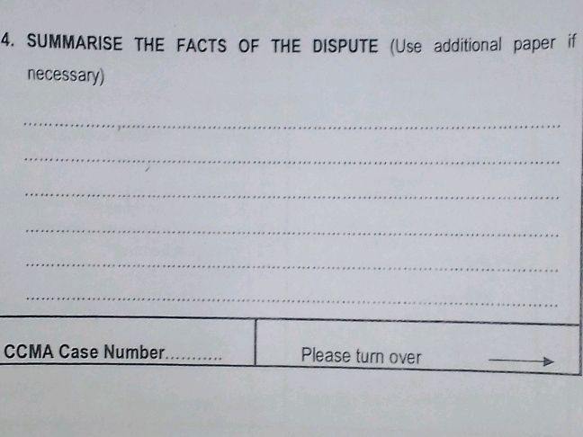 4. SUMMARISE THE FACTS OF THE DISPUTE (Use | StudyX