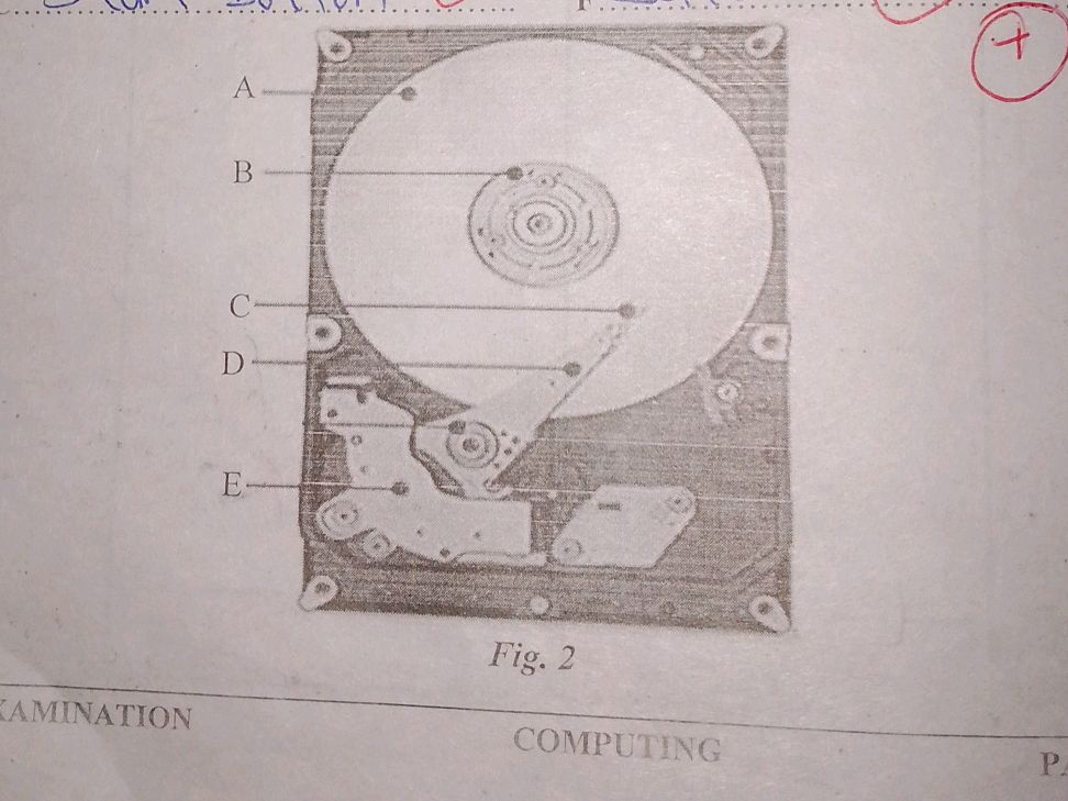 The image shows a diagram of a hard disk | StudyX