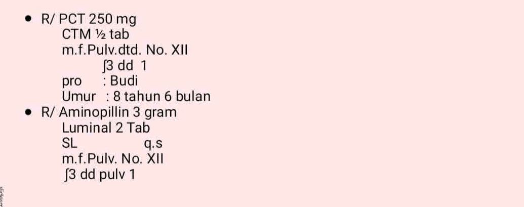 R/ PCT 250 mg CTM 1/2 tab m.f.Pulv.dtd. No. | StudyX