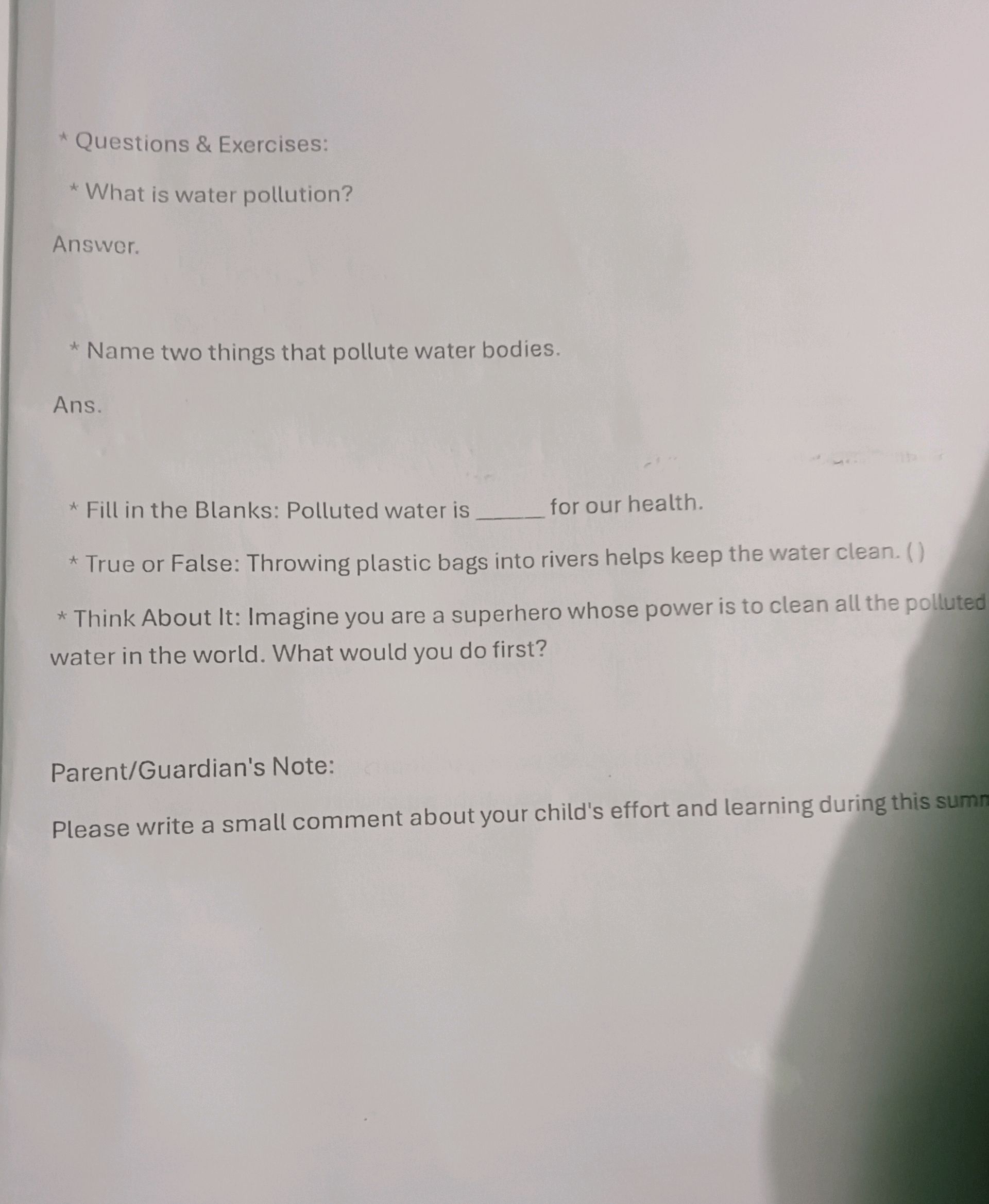 Questions Exercises: What is water | StudyX