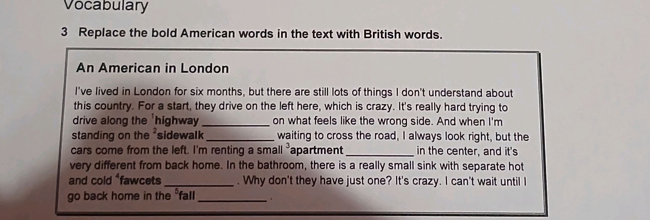 vocabulary 3 Replace the bold American words | StudyX