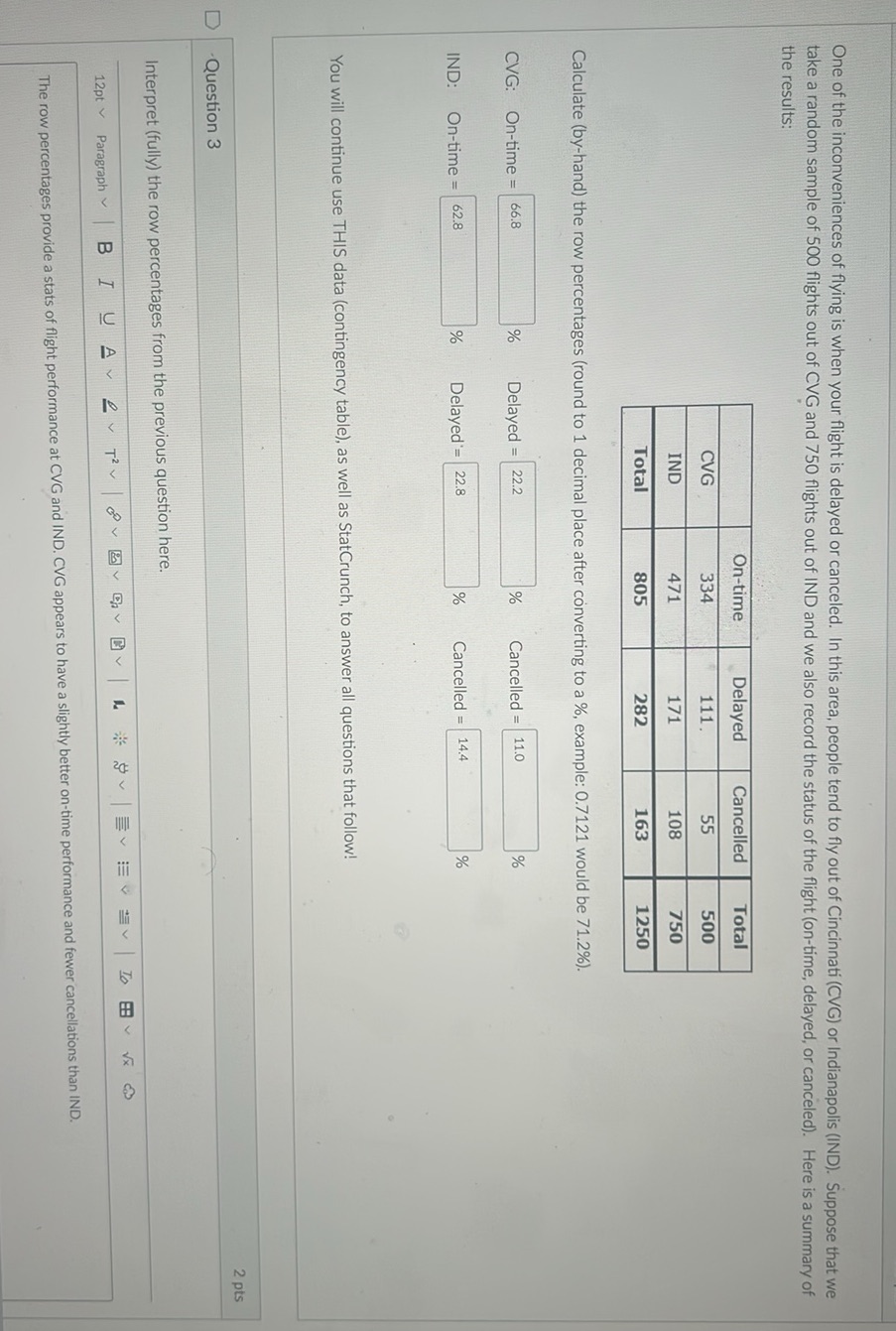 Calculate the (row-hand) the row percentages | StudyX