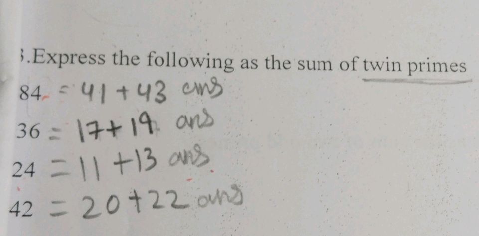 3. Express the following as the sum of twin | StudyX