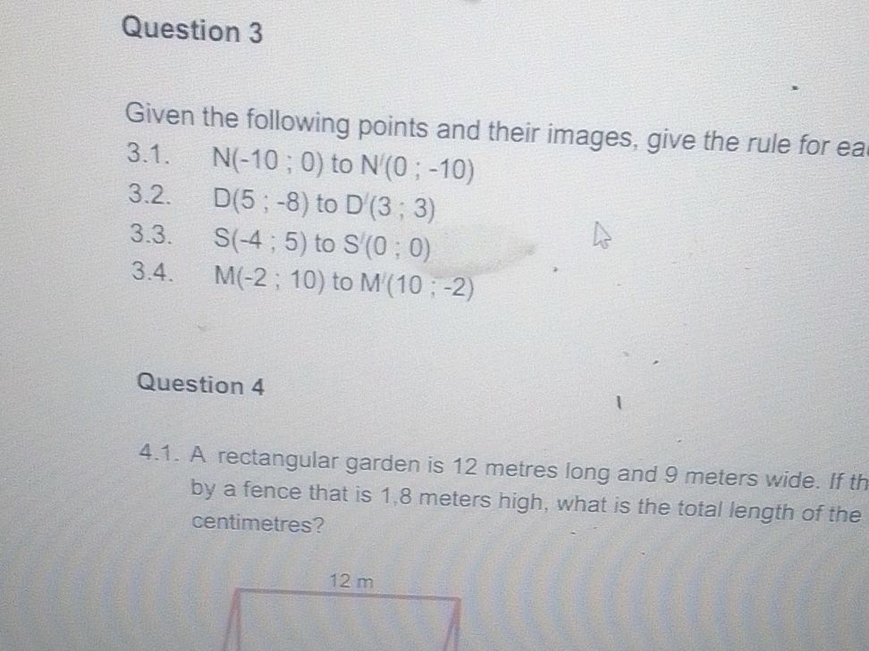 Question 3 Given the following points and | StudyX