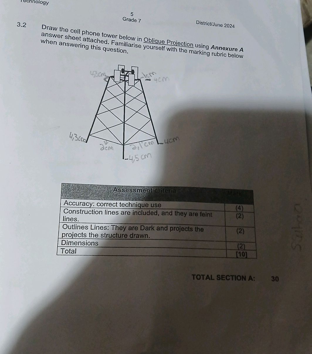 3.2 Draw the cell phone tower below in | StudyX