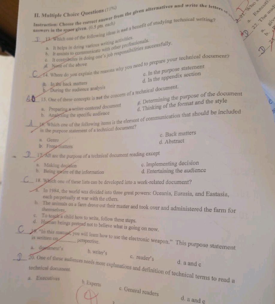 II. Multiple Choice Questions (11%) | StudyX