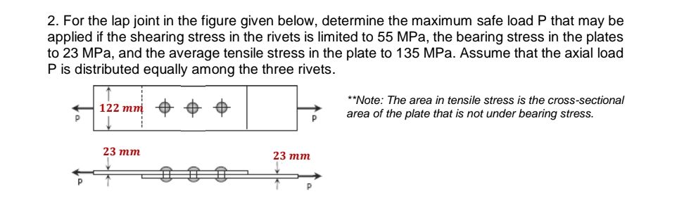 2. For the lap joint in the figure given | StudyX