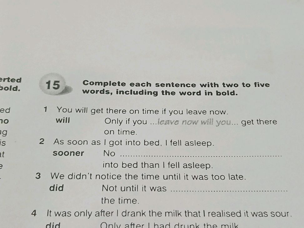 Complete each sentence with two to five | StudyX