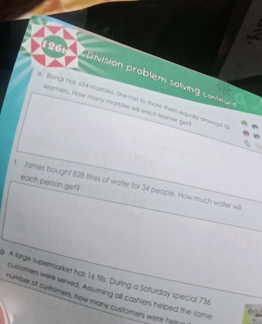 e. Bongi has 654 marbles. She has to share | StudyX