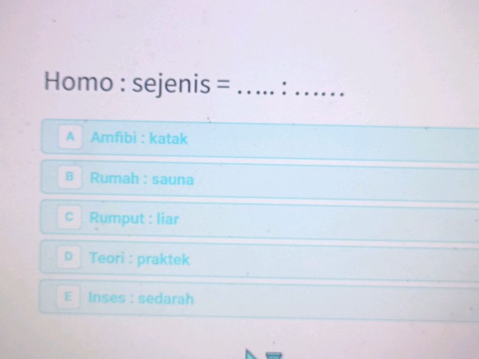 Homo : sejenis = ... : ...... A Amfibi : | StudyX