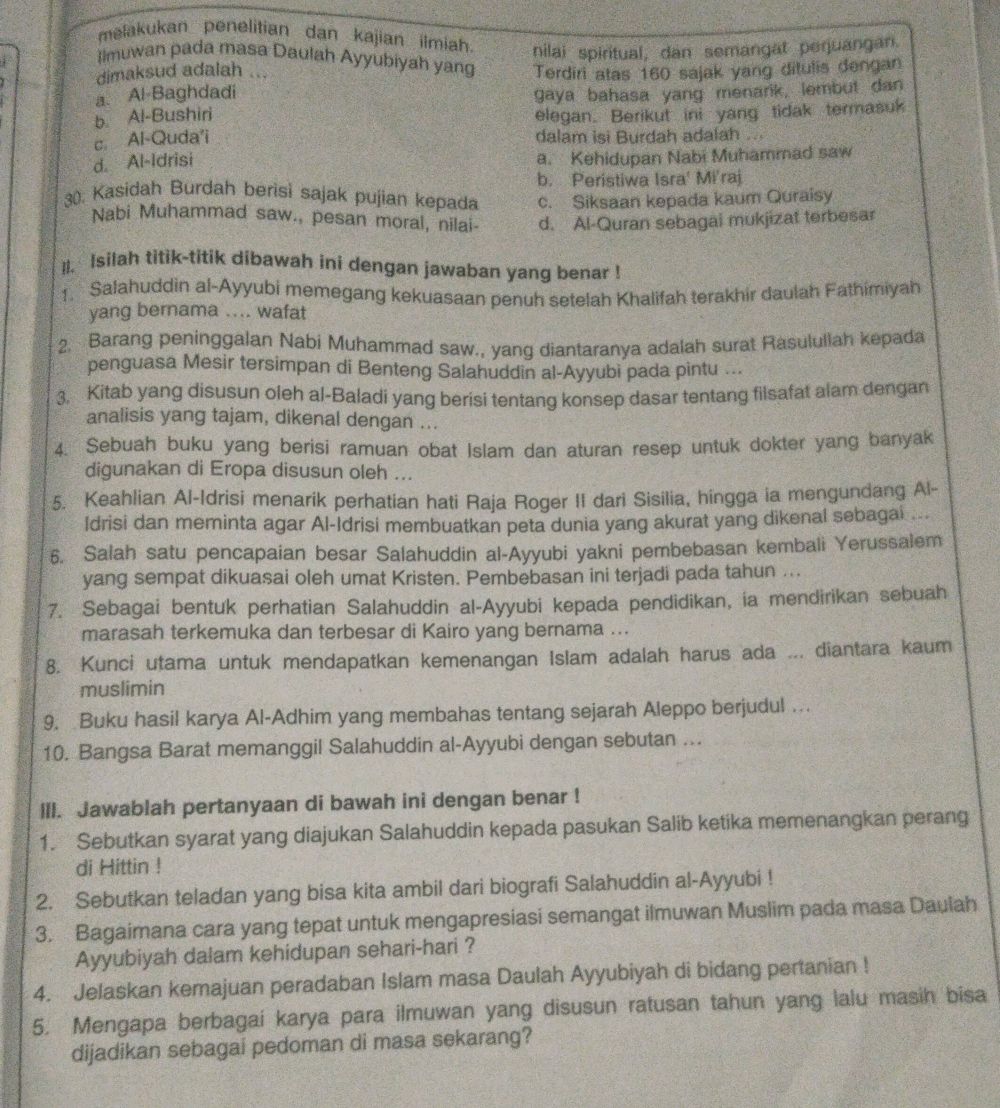30. Kasidah Burdah berisi sajak pujian | StudyX
