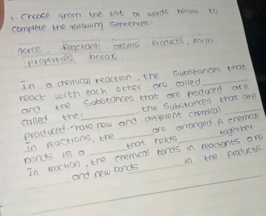 1. Choose from the list of words below to | StudyX