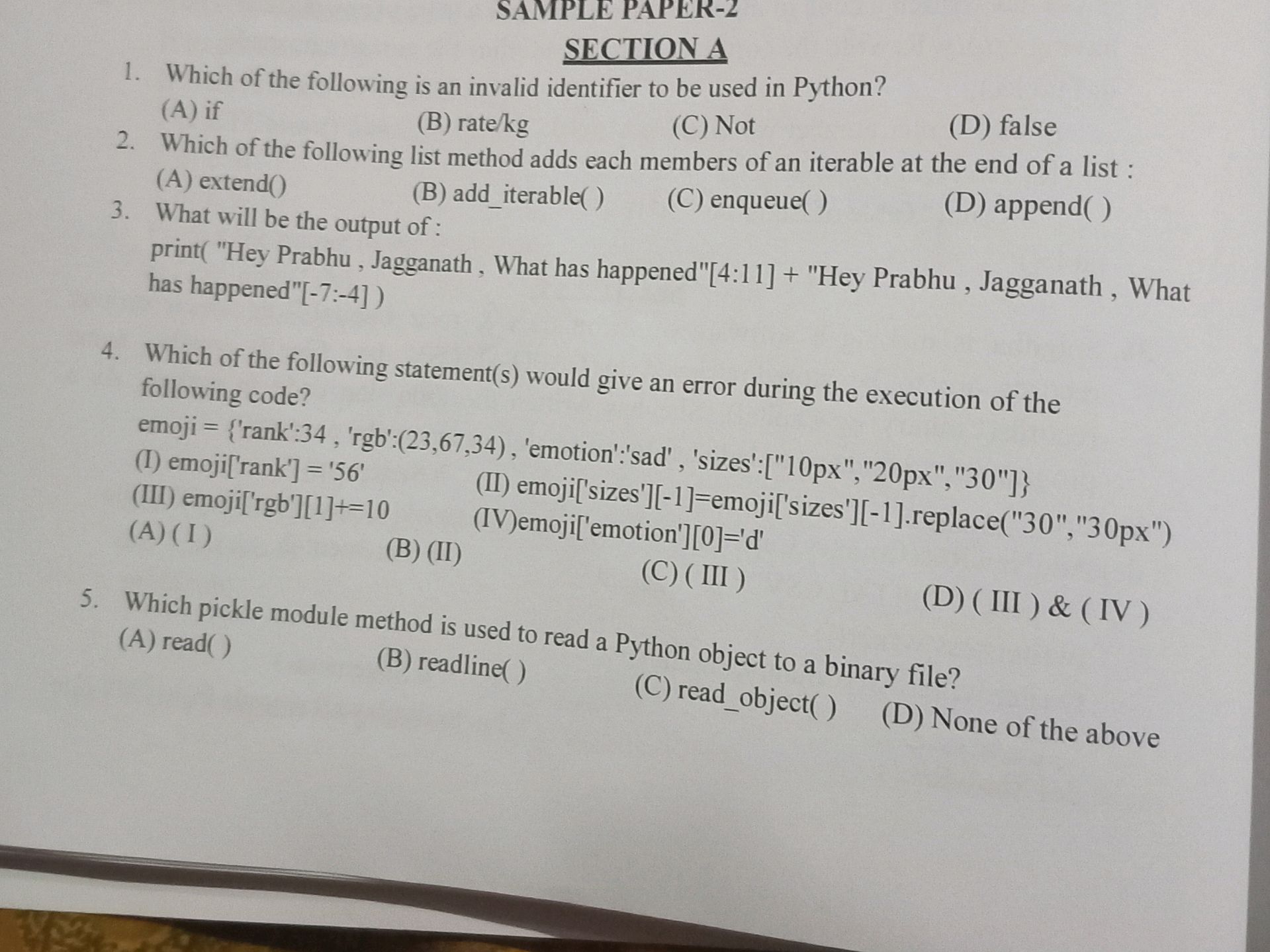 1. Which of the following is an invalid | StudyX