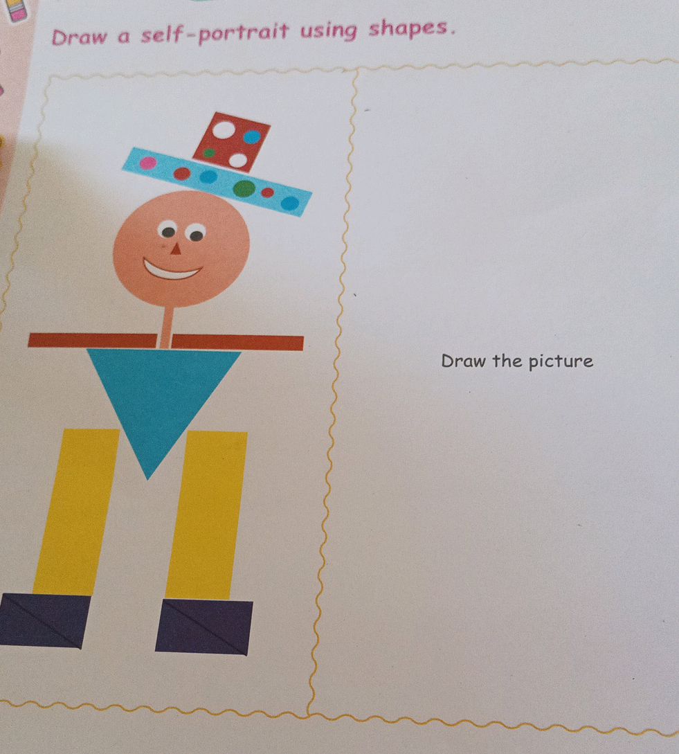 Draw a self-portrait using shapes. Draw the | StudyX