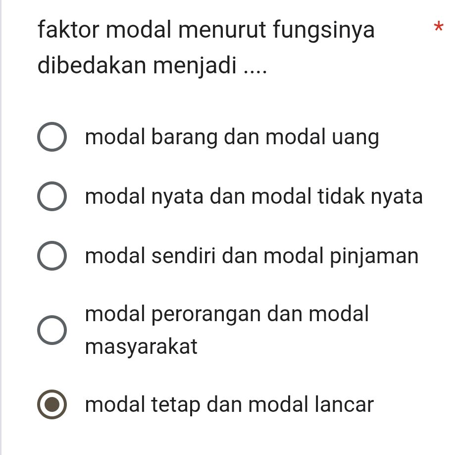 faktor modal menurut fungsinya dibedakan | StudyX