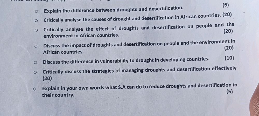 Explain the difference between droughts | StudyX