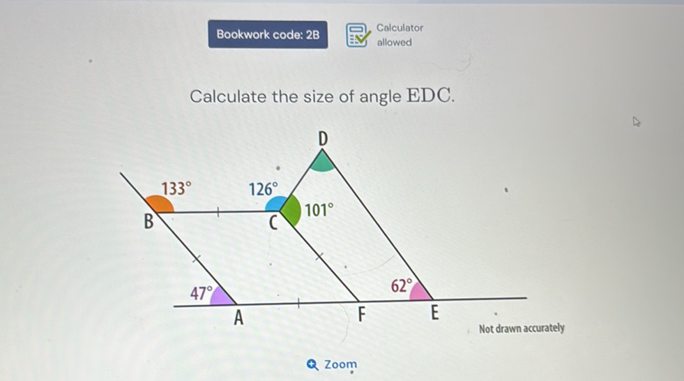 Calculate the size of angle EDC. The | StudyX